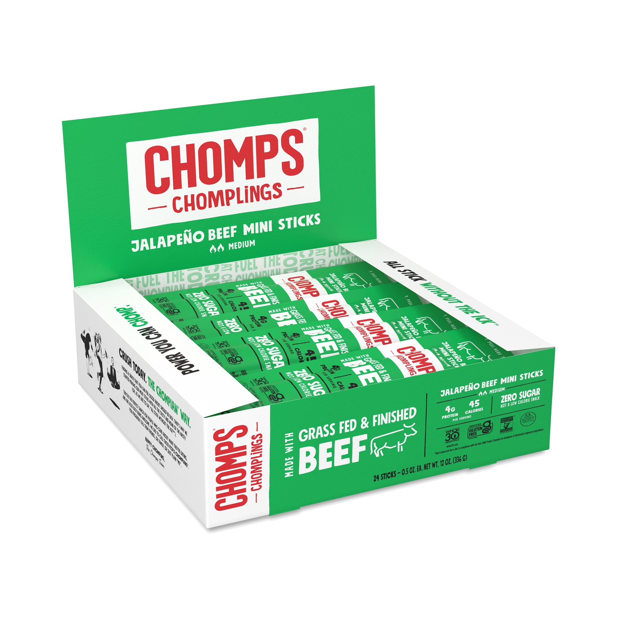 Chomps Mini Grass-Fed Beef Chomplings, Jalapeno, Value Size | Thrive Market