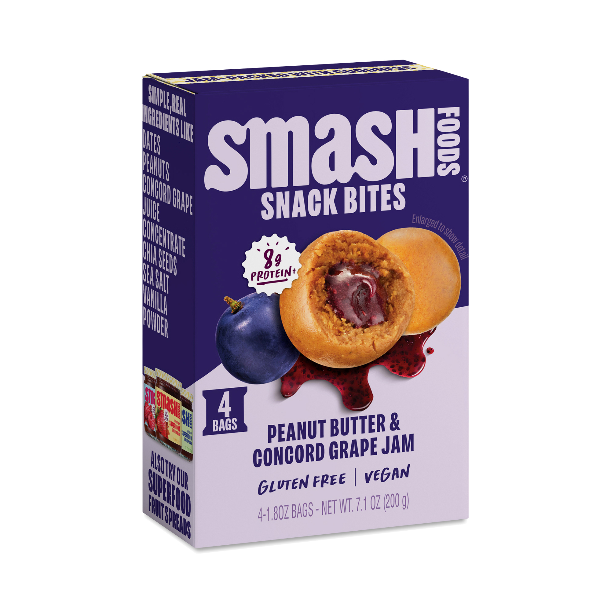 Smash Foods Snack Bites, Peanut Butter & Concord Grape Jam | Thrive Market