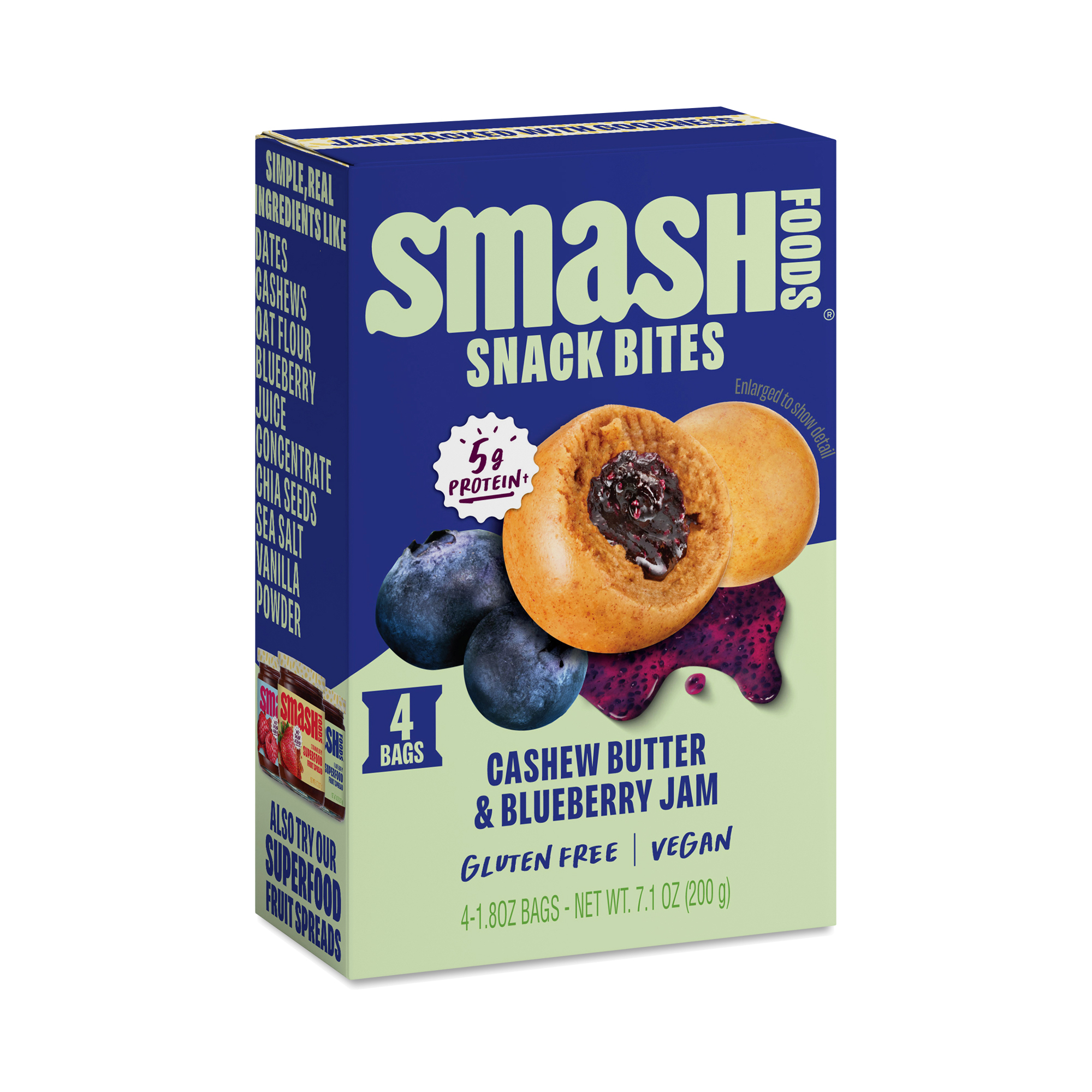 Smash Foods Snack Bites, Cashew Butter & Blueberry Jam | Thrive Market