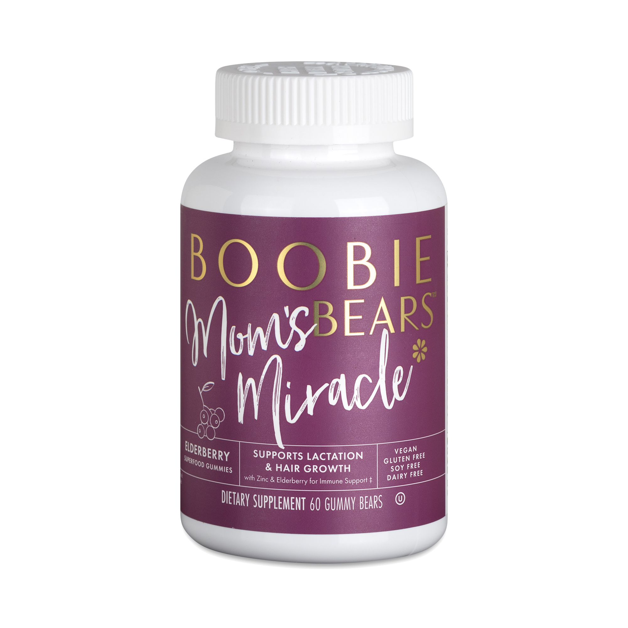 Boobie Superfood Gummies for Lactation & Hair Growth, Elderberry ...