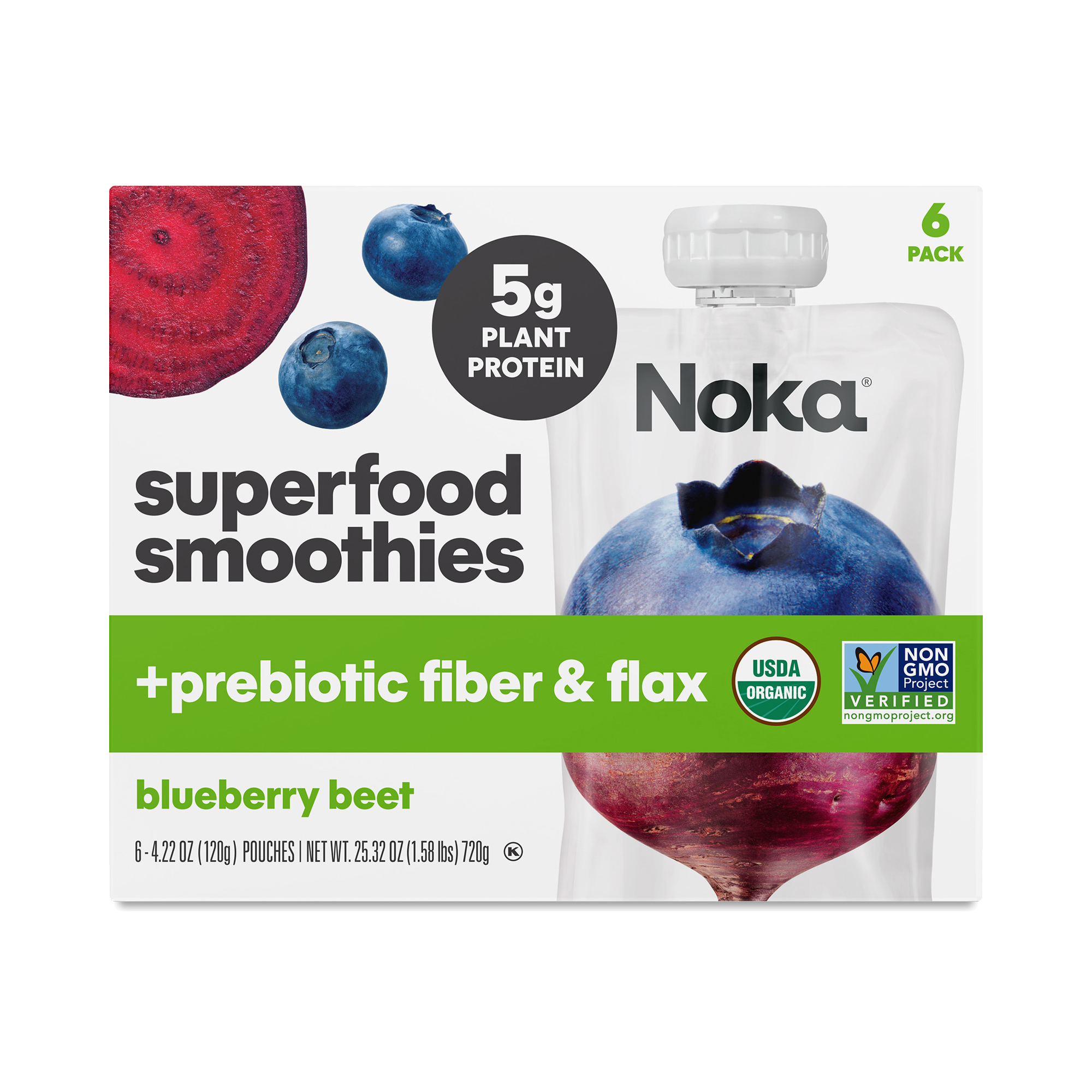 NOKA Organic Superfood Smoothie, Blueberry Beet | Thrive Market