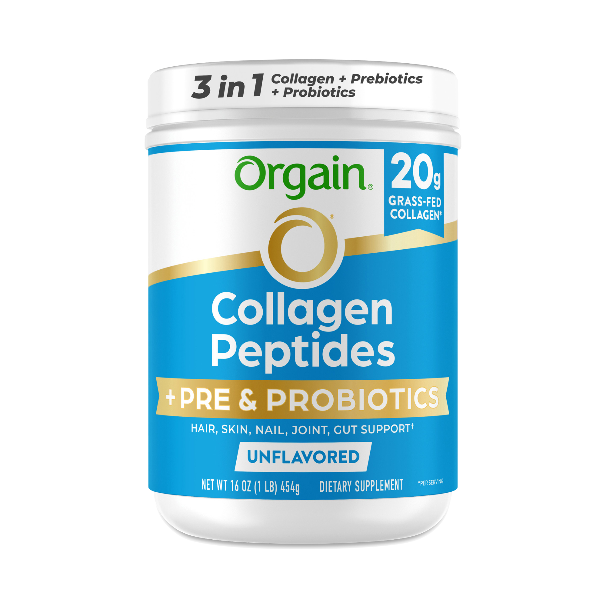 Orgain Collagen Peptides + Pre & Probiotics, Unflavored | Thrive Market
