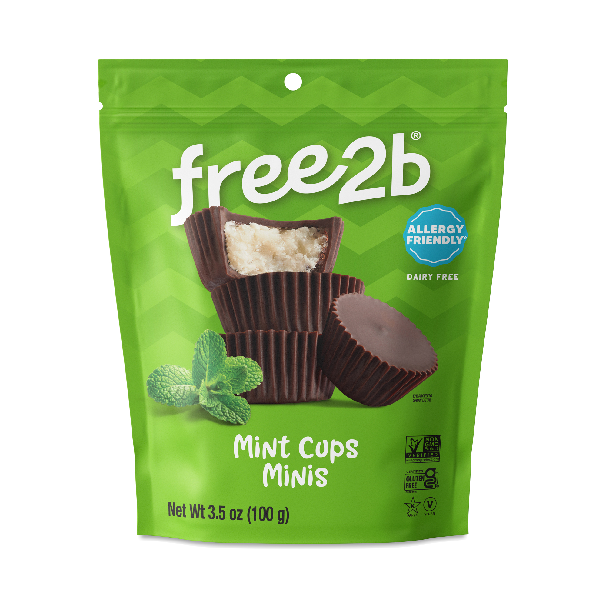 Free2b Mini Dark Chocolate Cups 66%, Mint | Thrive Market