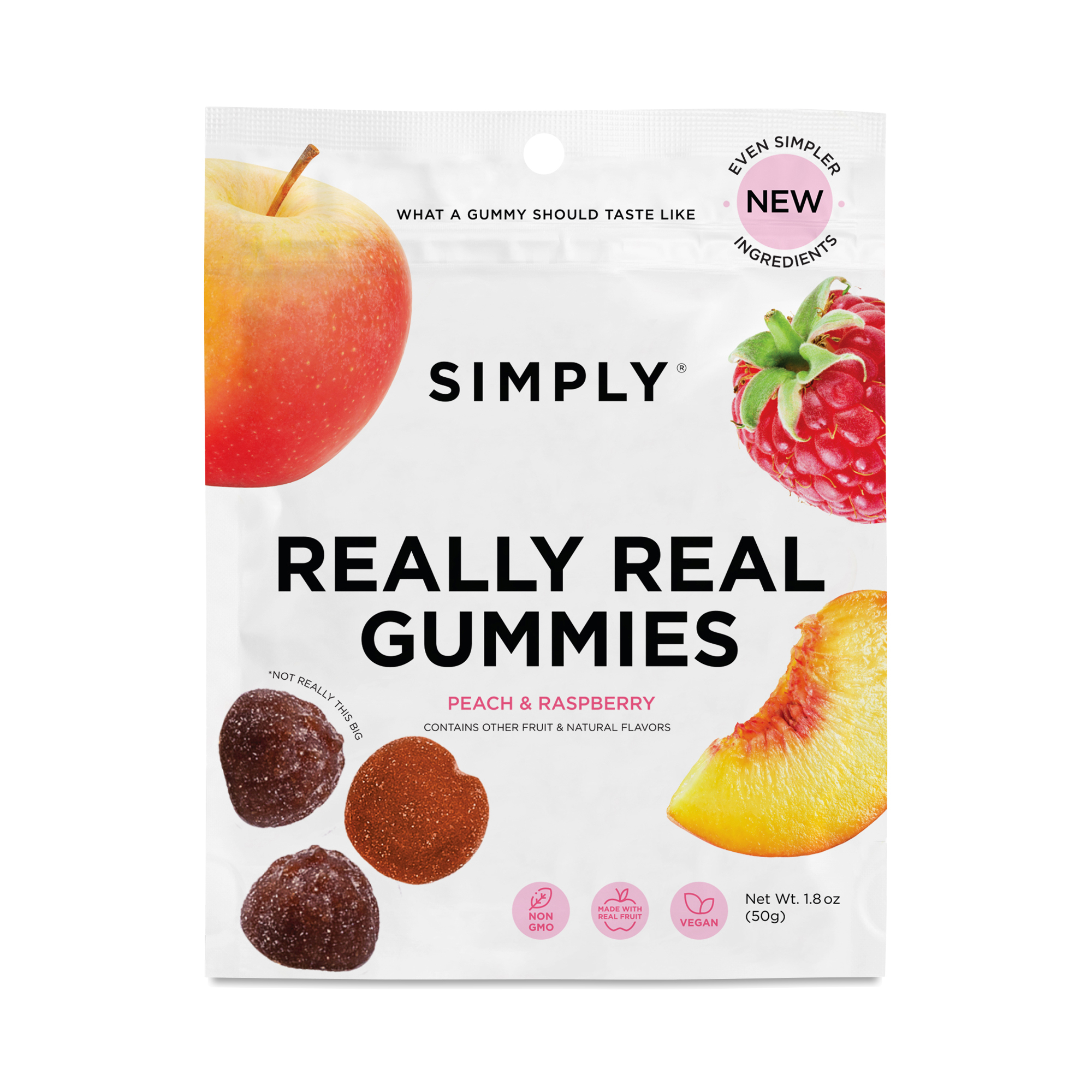 Simply Gum Really Real Gummies, Peach & Raspberry | Thrive Market