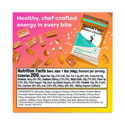 Quantum Energy Squares Value Pack, Caffeine & Protein Bars, Caramel ...