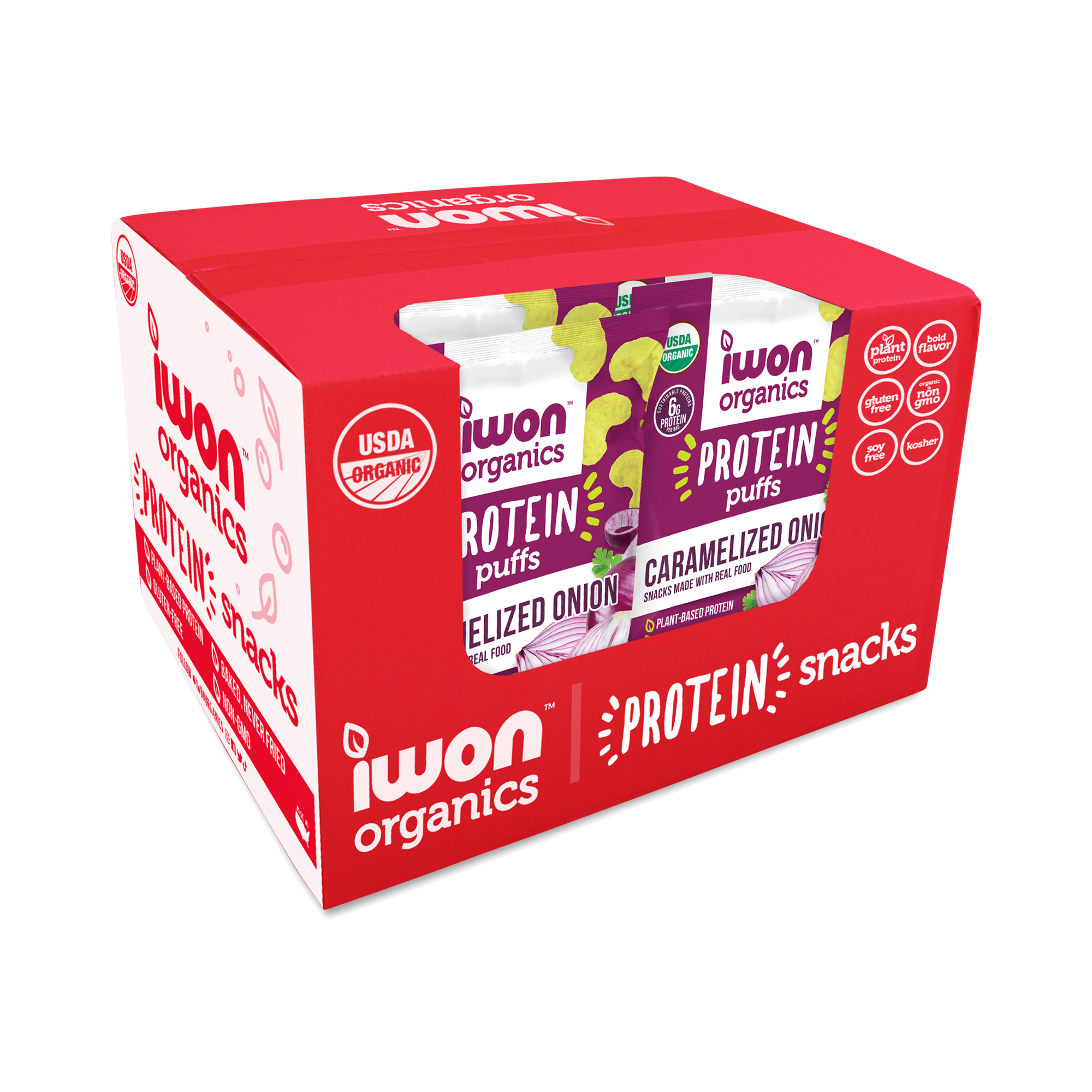IWON Organics Organic Protein Puffs, Caramelized Onion, Snack Pack | Thrive Market
