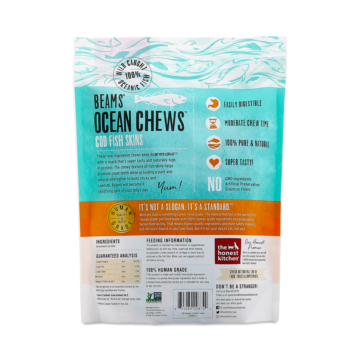 The Honest Kitchen Beams Ocean Chews, Cod Fish Skins | Thrive Market