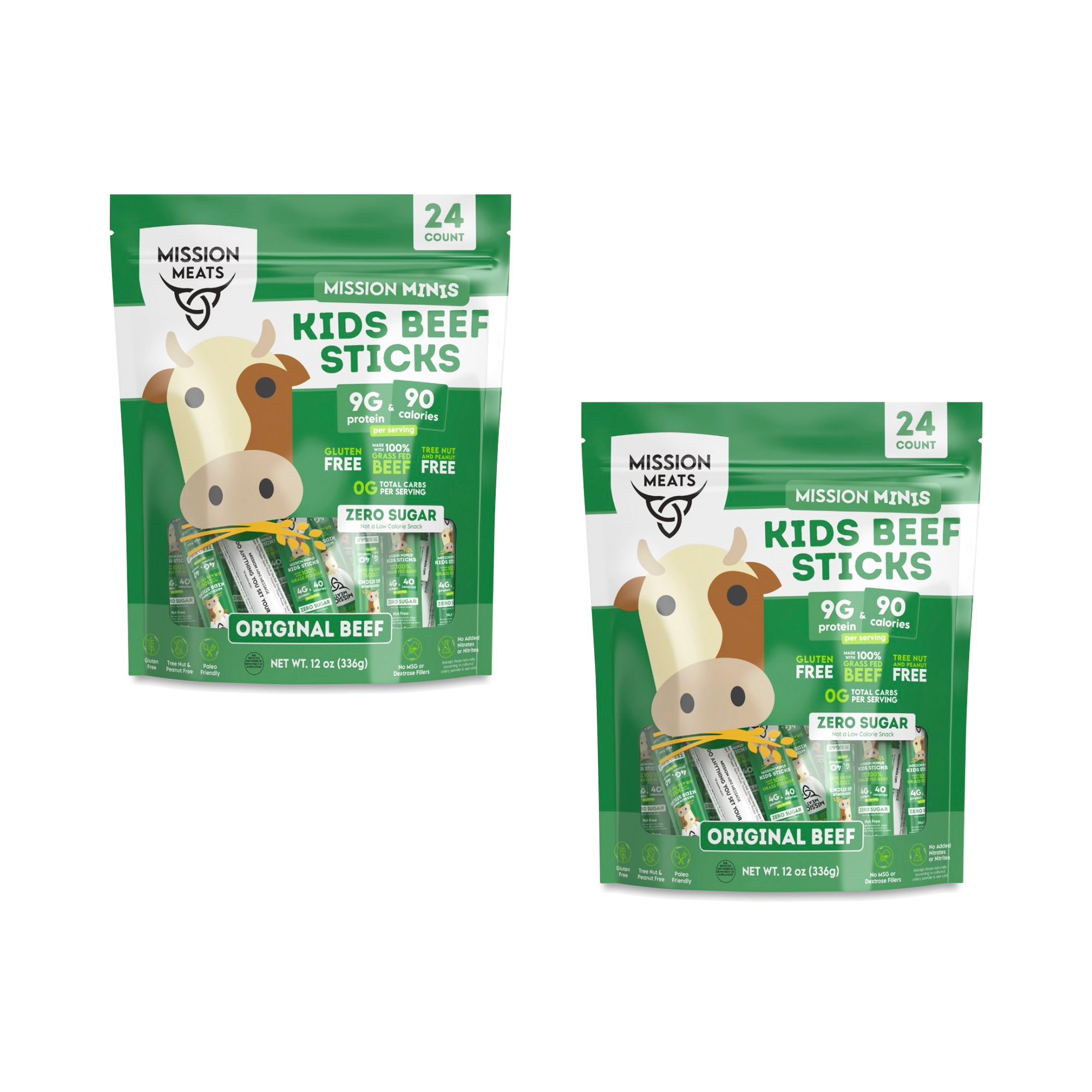 Mission Meats Kids Grass-Fed Beef Sticks, Tasty Original, Value Pack ...