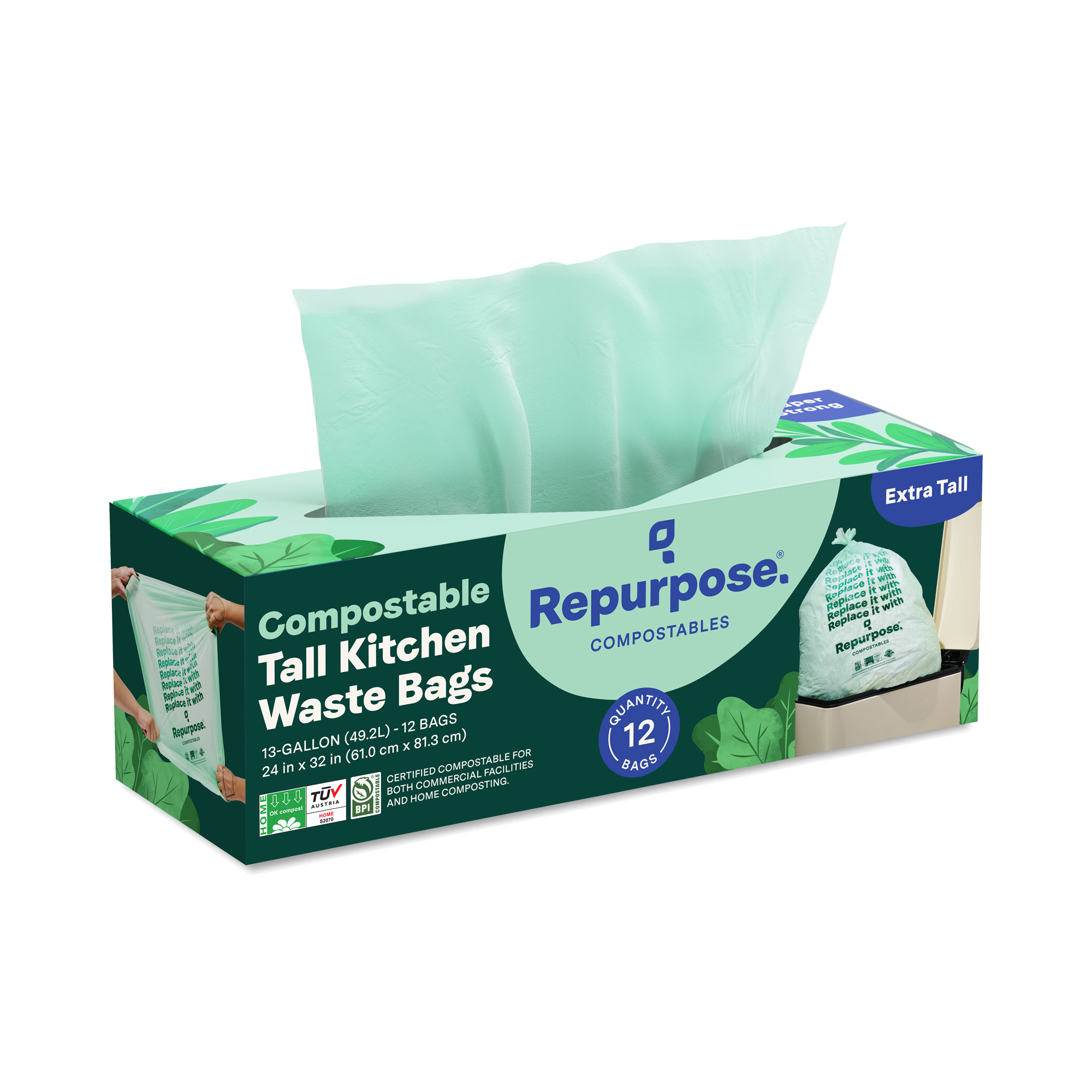 Repurpose Compostable 13 Gallon Tall Kitchen Waste Bags | Thrive Market