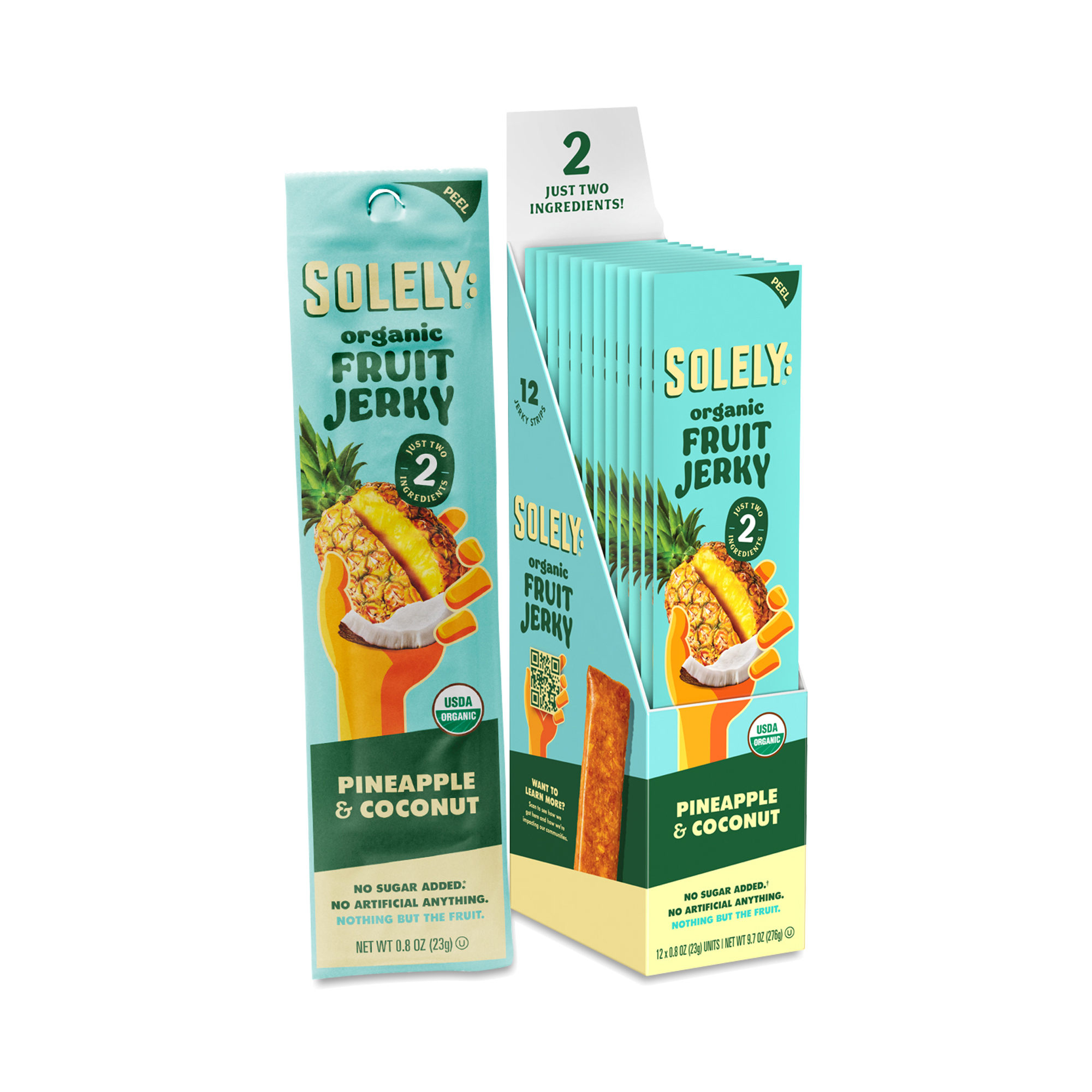 Solely Organic Fruit Jerky, Pineapple & Coconut, Snack Pack | Thrive Market