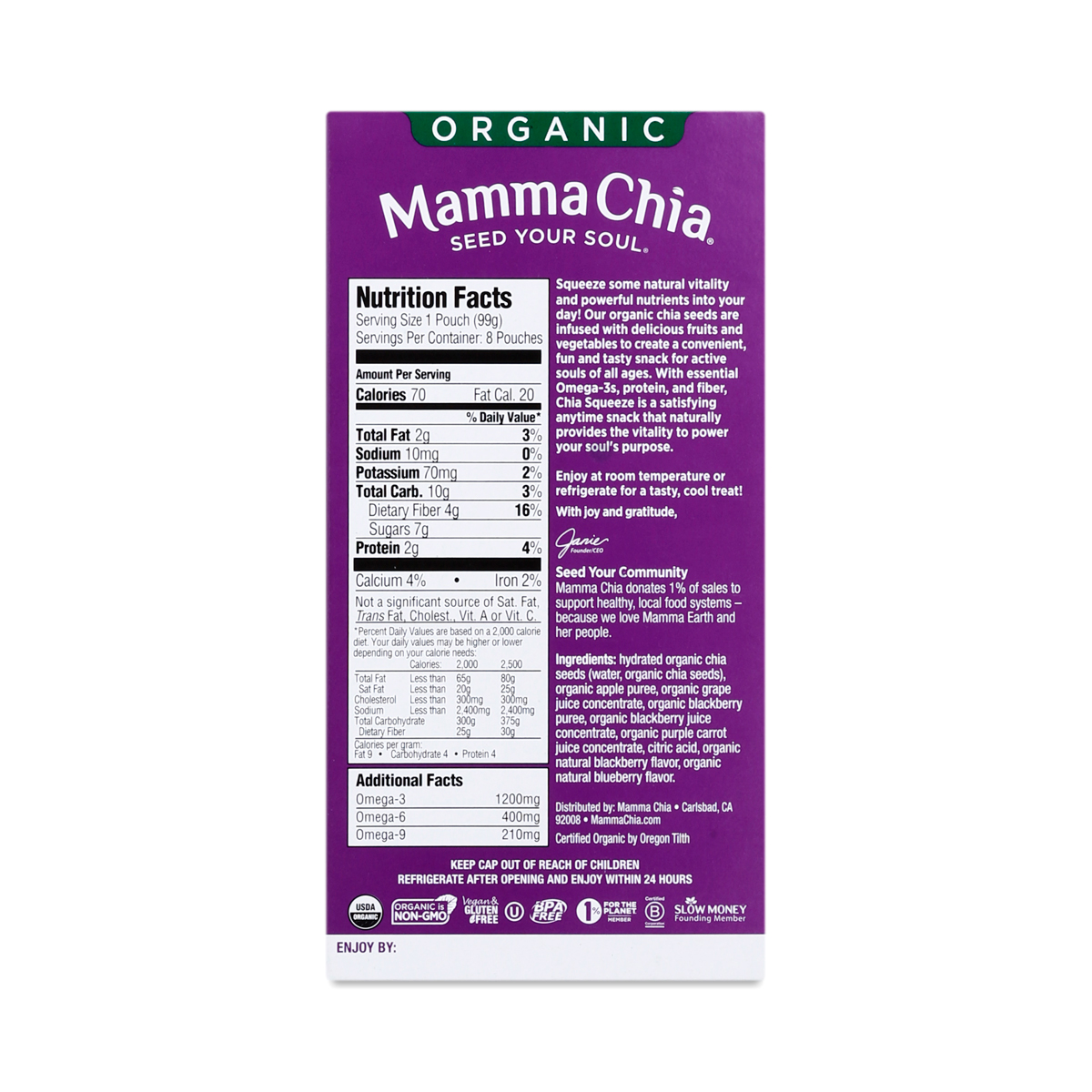 Blackberry Bliss Chia Squeeze by Mamma Chia | Thrive Market