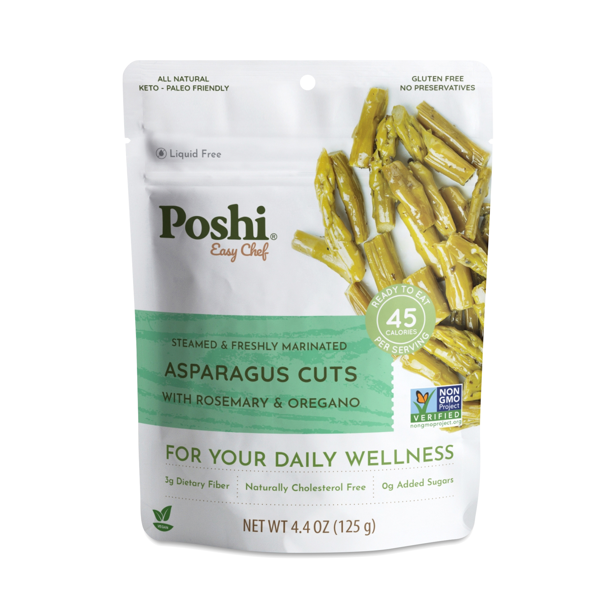 Poshi Steamed & Marinated Asparagus, Rosemary & Oregano | Thrive Market