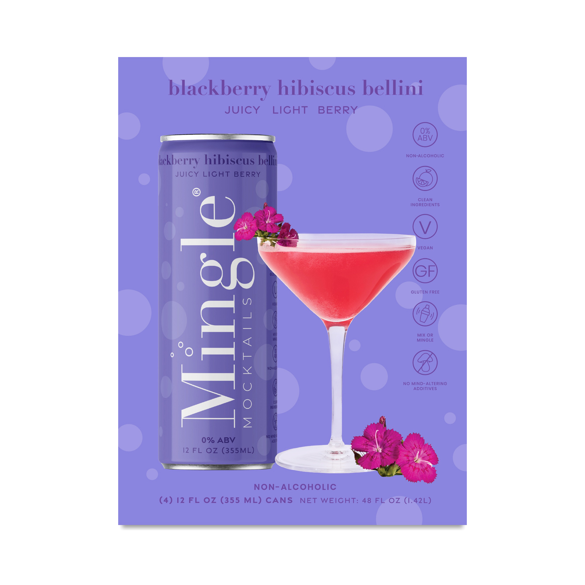 Mingle Mocktail, Blackberry Hibiscus Bellini | Thrive Market