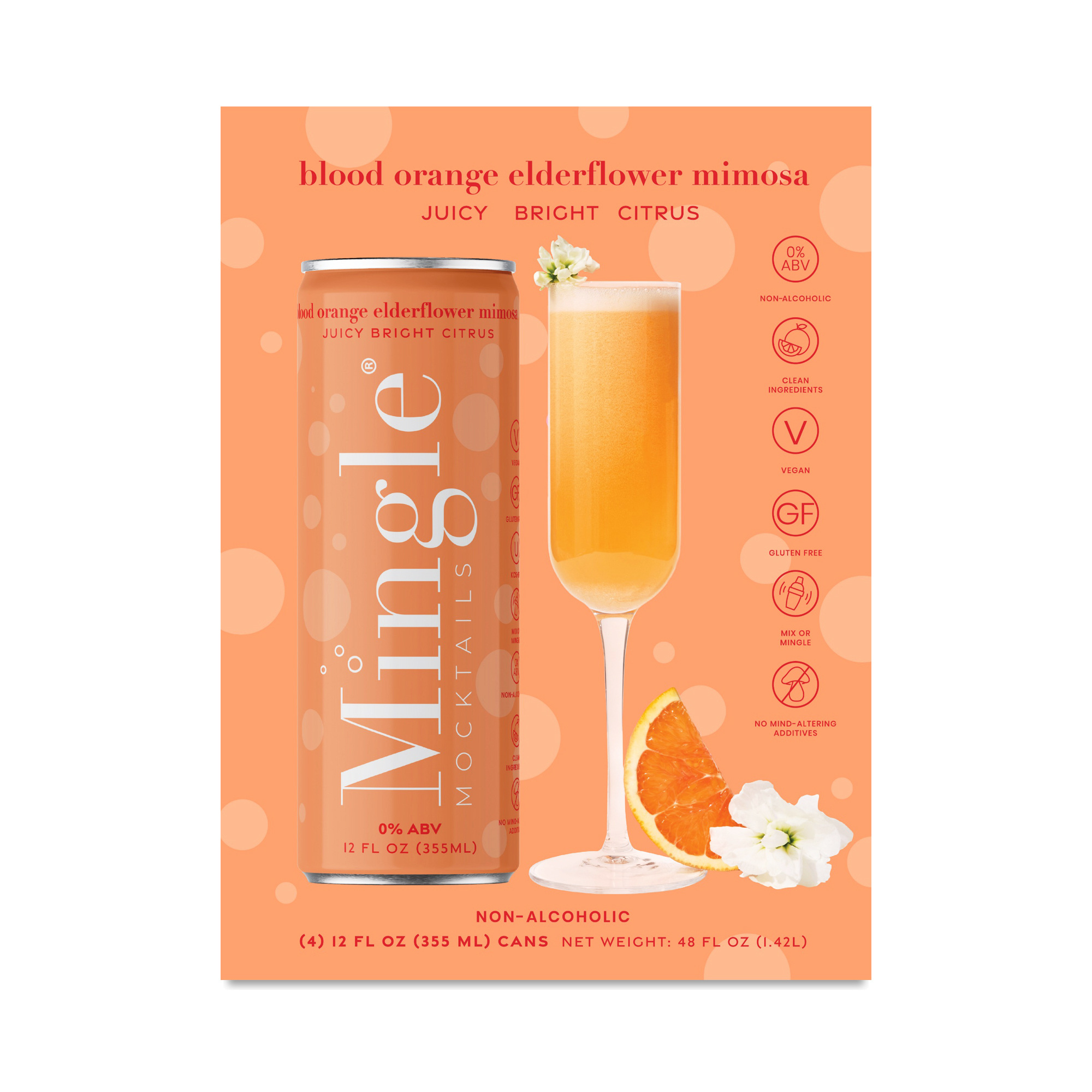 Mingle Mocktail, Blood Orange Elderflower Mimosa | Thrive Market