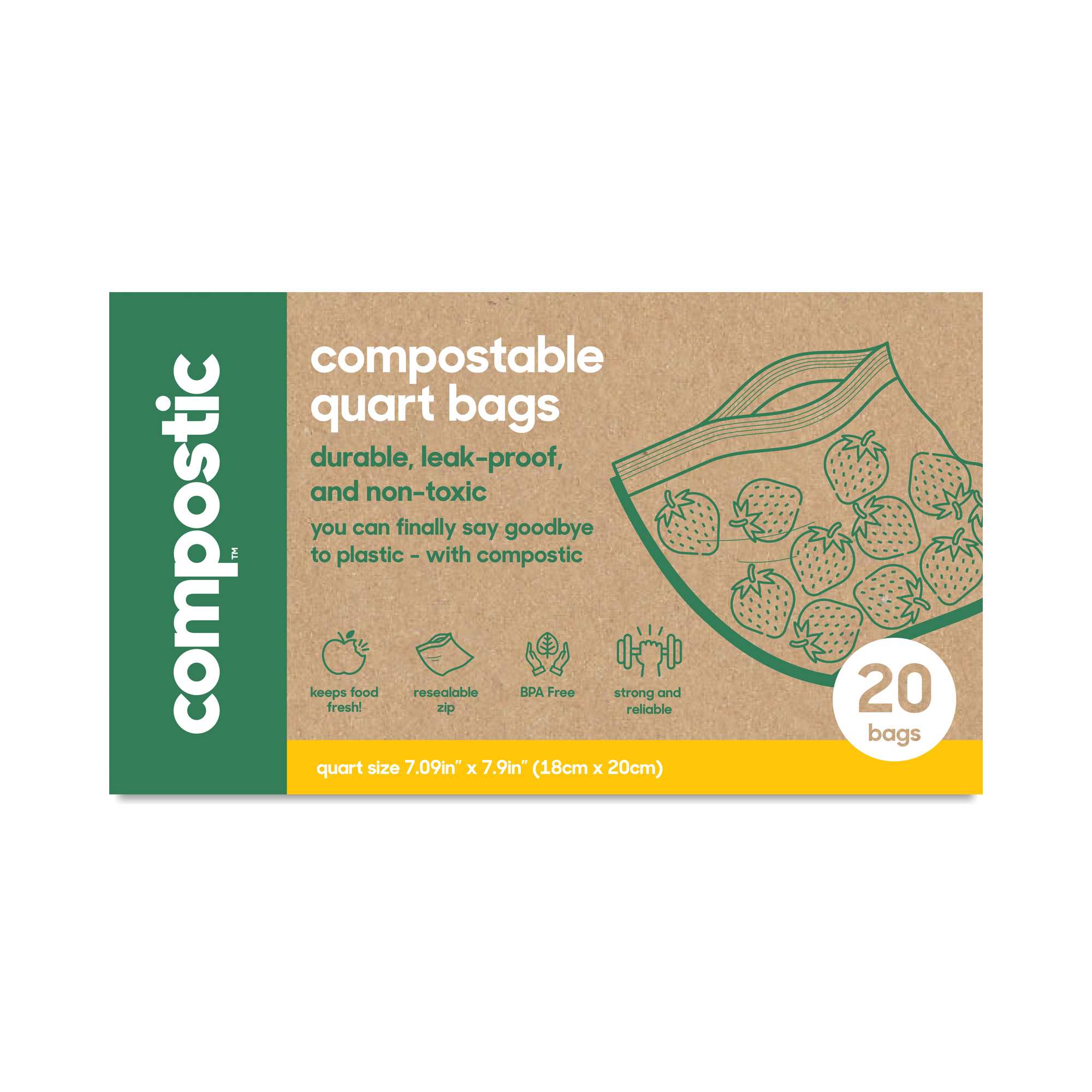 Compostic Compostable Quart-Sized Seal Top Bags | Thrive Market