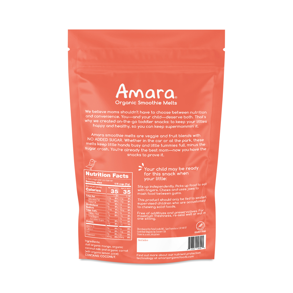 Amara Baby Food Plant-Based Yogurt Melt, Mango Carrot | Thrive Market