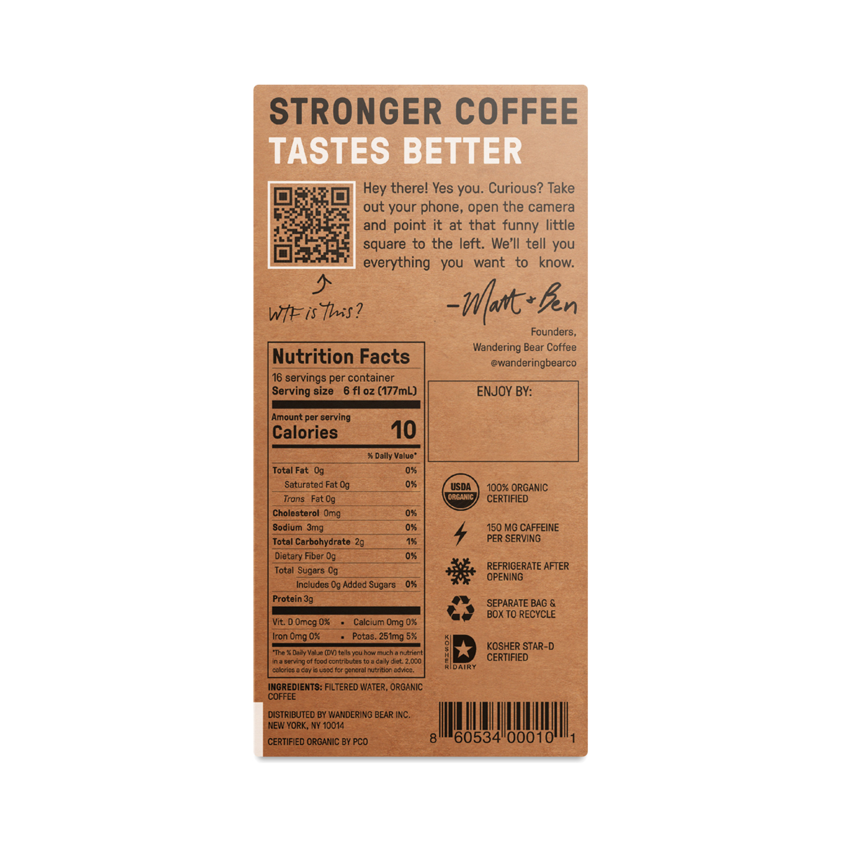 Wandering Bear Coffee Extra Strong Cold Brew Coffee on Tap, Straight ...