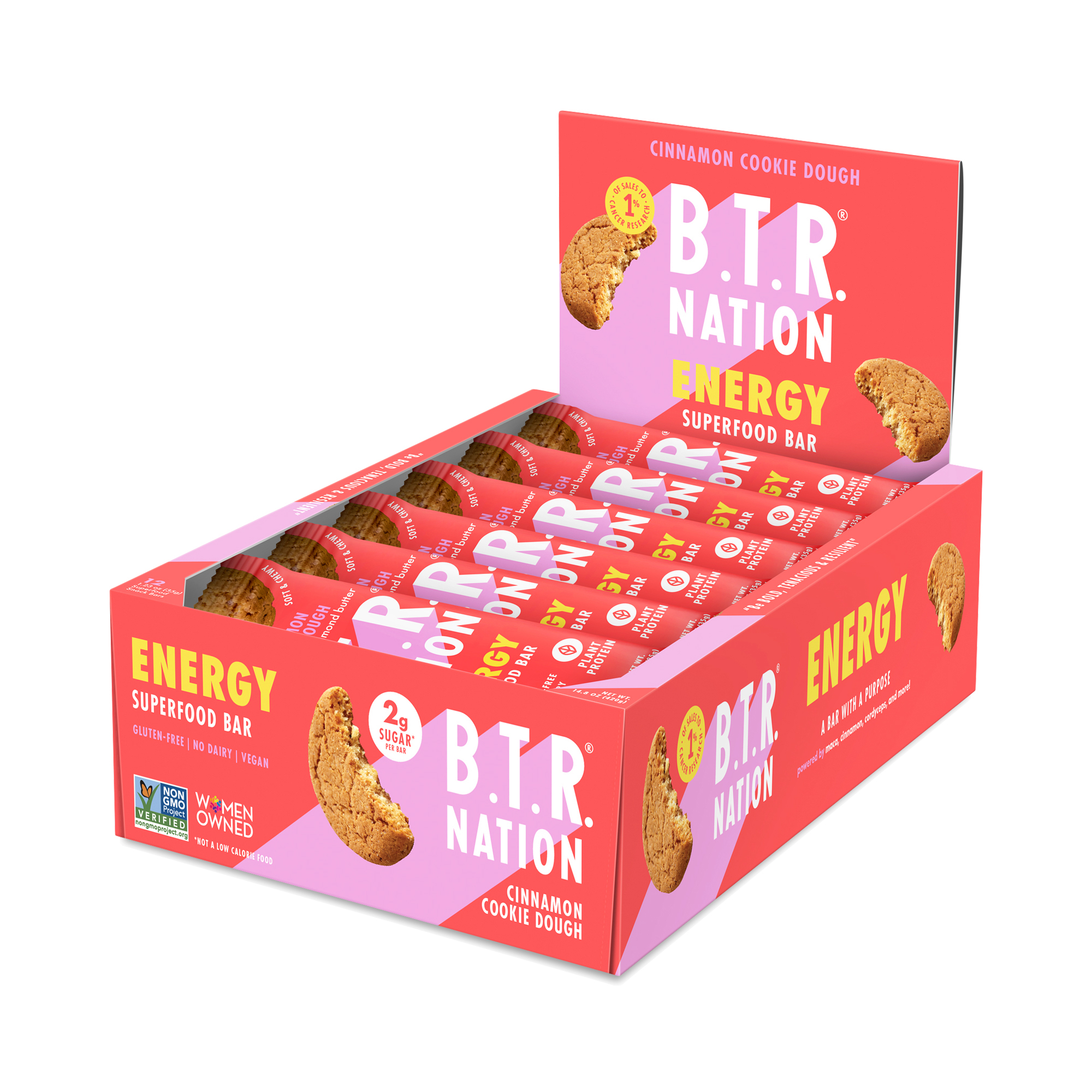 B.T.R. Nation Superfood Energy Protein Bar, Cinnamon Cookie Dough ...