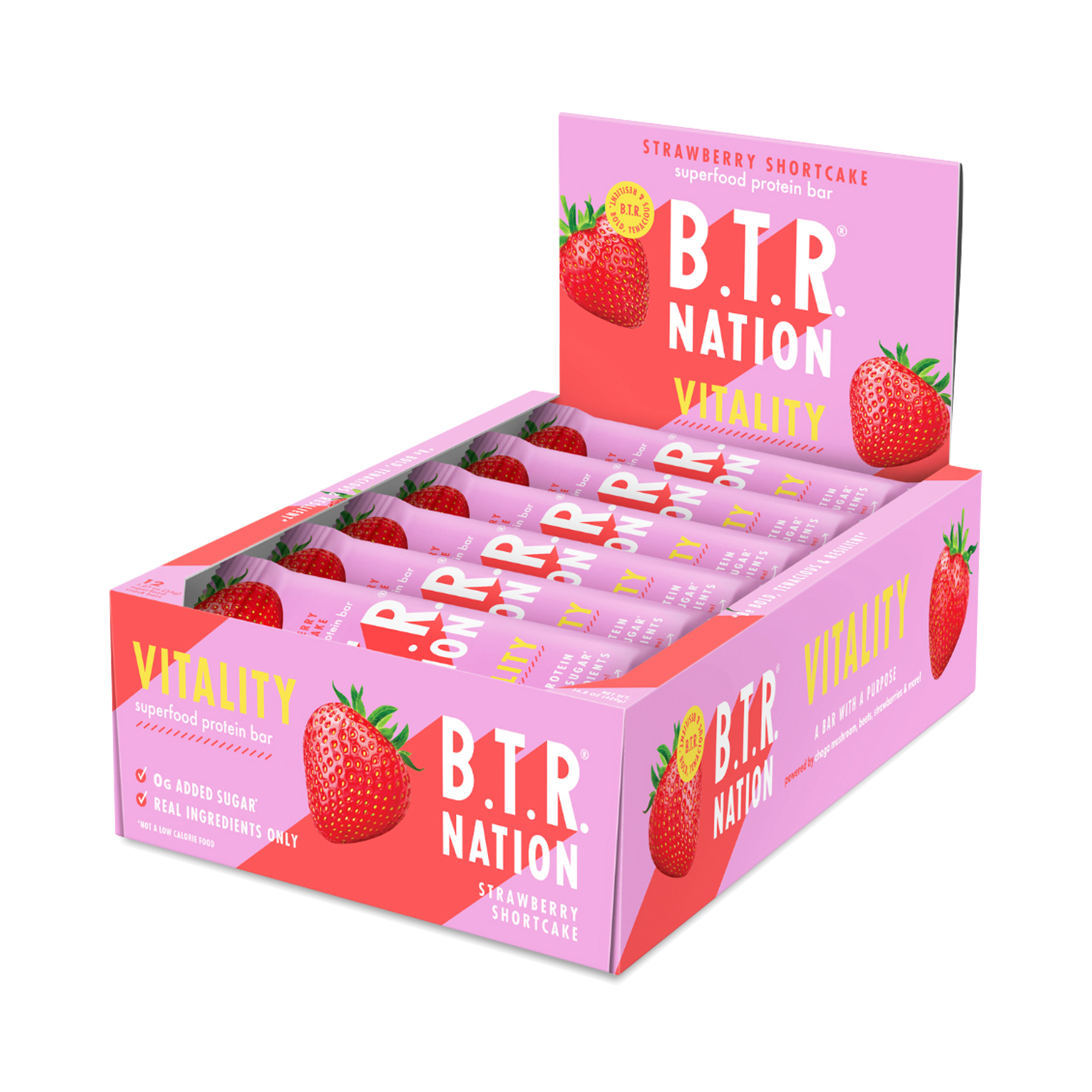 B.T.R. Nation Superfood Vitality Protein Bar, Strawberry Shortcake ...