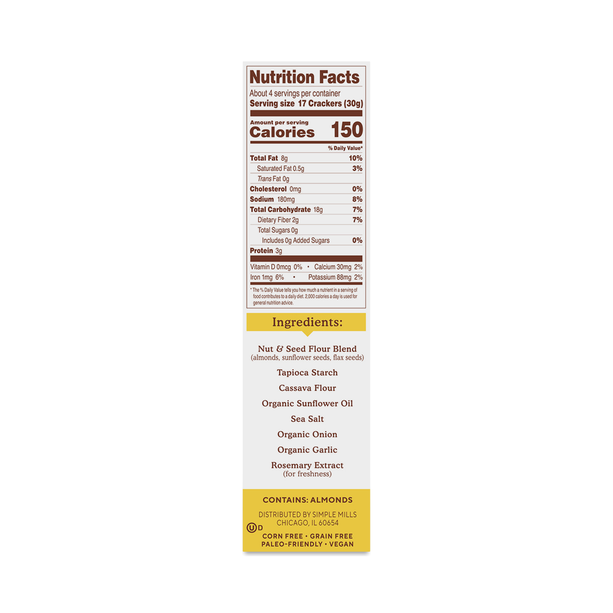 Simple Mills Fine Ground Sea Salt Almond Flour Crackers | Thrive Market