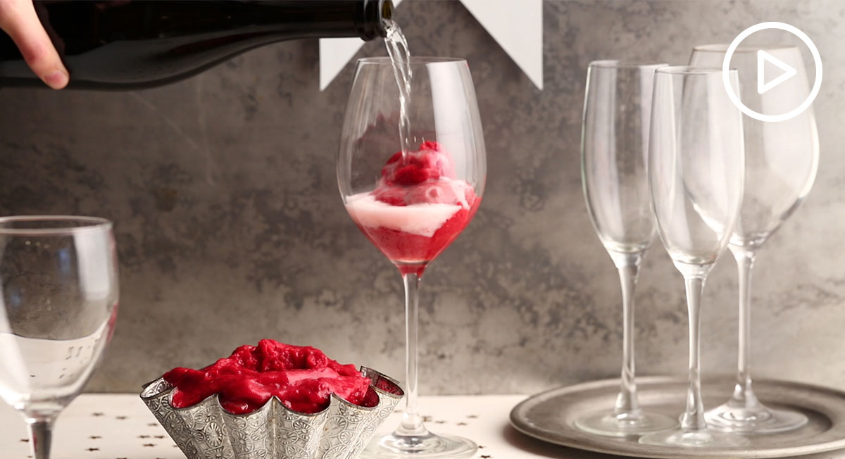 Raspberry Sorbet Champagne Floats Recipe | Thrive Market